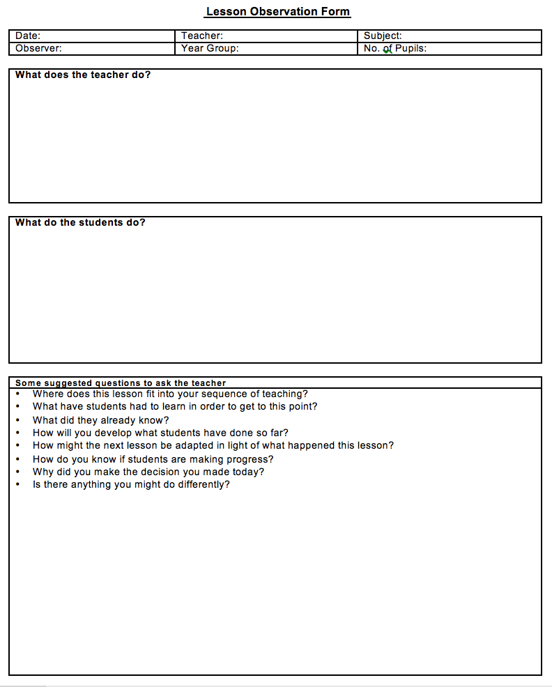 How to observe a lesson – David Didau